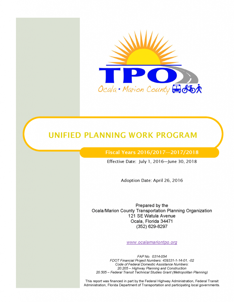 Unified Planning Work Plan (UPWP) – Transportation Planning Organization